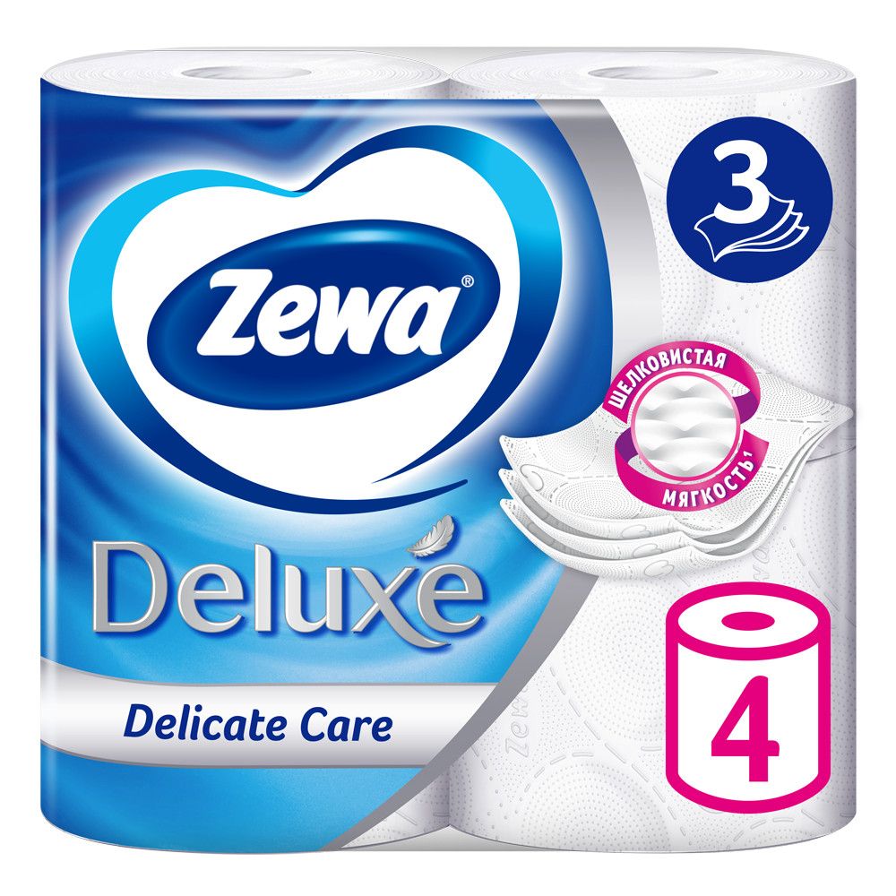 Zewa туалетная бумага deluxe 3-х слойная белая 4 шт купить по цене 263. ...